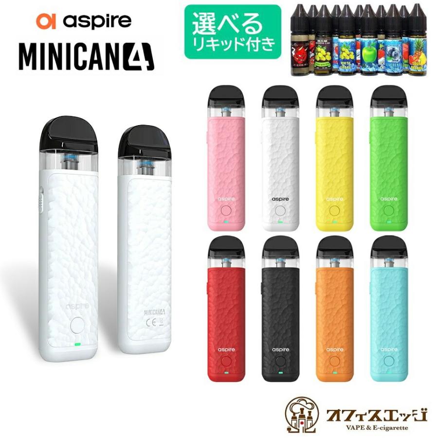 【選べる15mLリキッド付き】Aspire Minican 4 Pod アスパイア ミニカン ミニキャン 電子タバコ vape 本体 シーシャ ...