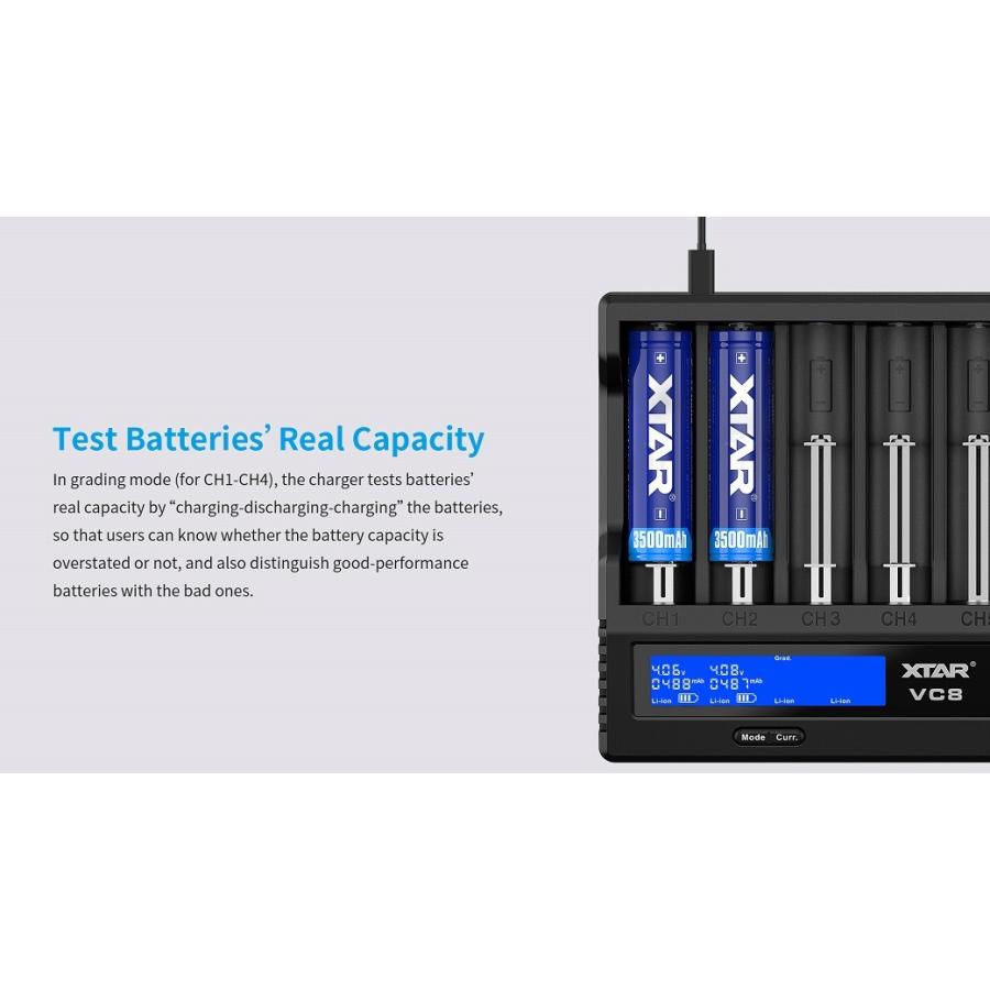 XTAR VC8 Charger バッテリーチャージャー 充電器 18350 18650 20700 21700 ニッカド ニッケル リチウムイオンバッテリー 宅配便 [W-22 ...