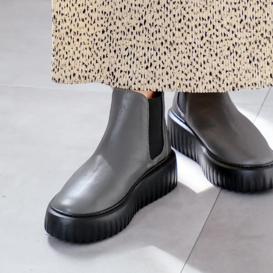 ショートブーツ 本革 レディース 厚底 日本製 フラット 歩きやすい