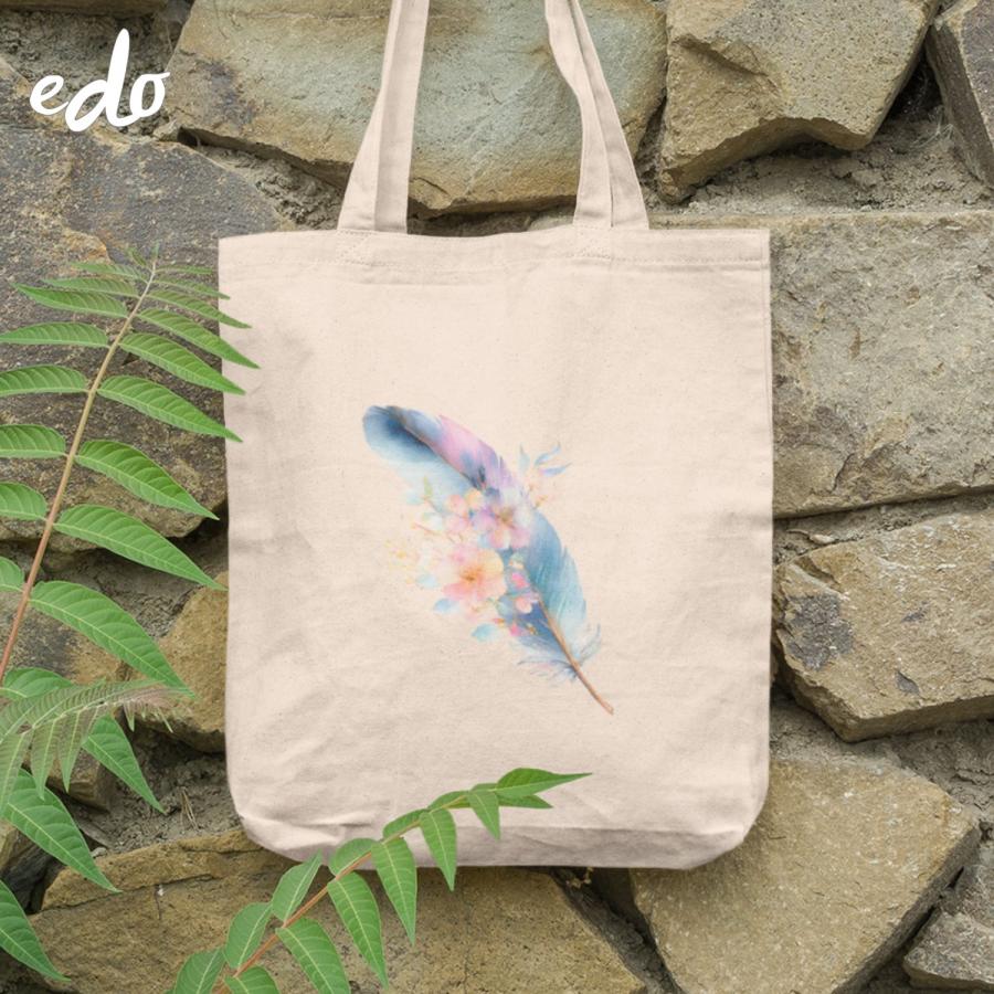 トートバッグ 「淡いブルーとピンクの羽根」キャンバス 帆布 a4 縦型 : トートバッグ専門 東京藝大通り江戸捺染 - 通販 - Yahoo!ショッピング