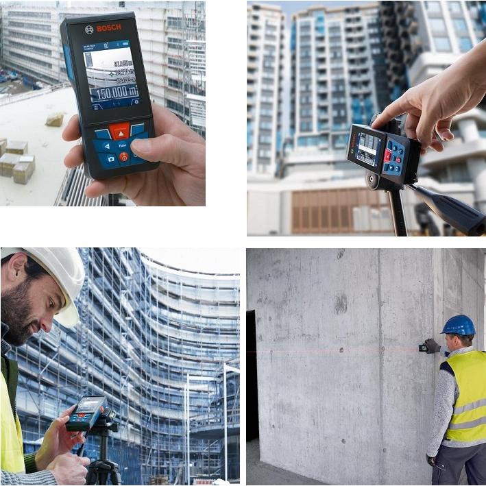 BOSCH（DIY、工具） ボッシュ GLM150-27C デ−タ転送機能+8倍ズ−ムファインダ−付レーザー距離計 スマキョリ 最大測定距離150m 充電式 内蔵バッテリ式 新品 : e-道具 ...