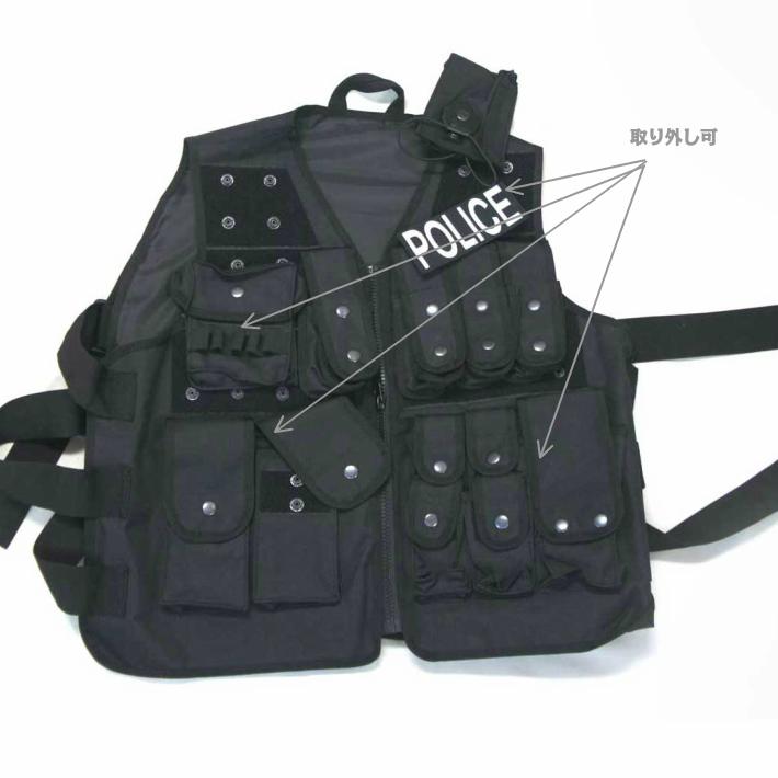 ROTHCO（ロスコ） 送料無料 POLICE タクティカル ブラックベスト 完全武装ガン装着フォルダー付 Rothco Tactical ...