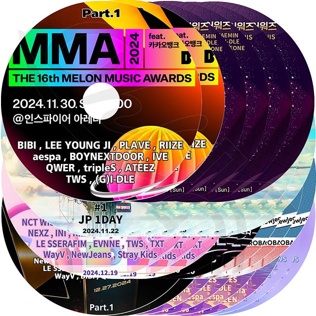 K-POP DVD 2024 Music Awards 14枚Set SEVENTEEN GD aespa ENHYPEN IVE TXT (G)I-DLE ILLIT RIIZE TWS 外 ...