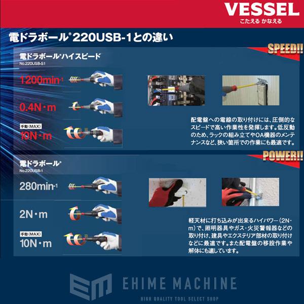 VESSEL（工具） VESSEL 220USB-S1 電ドラボールハイスピード USBケーブル・ビット1本付属 ベッセル : エヒメマシン Yahoo!ショッピング店 - 通販 ...