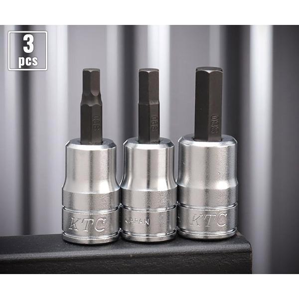 KTC 【ワケあり大特価】(状態A) BT3-S-3P ショートヘキサゴンビットソケットセット (BT3-05S,06S,08S) 差込角9.5mm(9.5sq.)(3/8) エヒメマシン ...