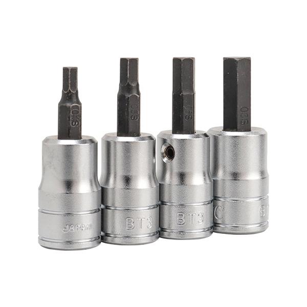 KTC BT3-S-4P2 ショートヘキサゴンビットソケット4点セット (BT3-04S,05S,06S,08S) 差込角9.5mm(9.5sq.)(3/8) エヒメマシンオリジナルセット ...