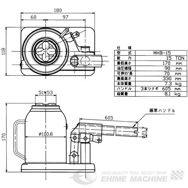 MASADA マサダ製作所 オイルジャッキ低床 15t MHB-15 :mhb-15:EHIME MACHINE 1号店 - 通販 - Yahoo!ショッピング