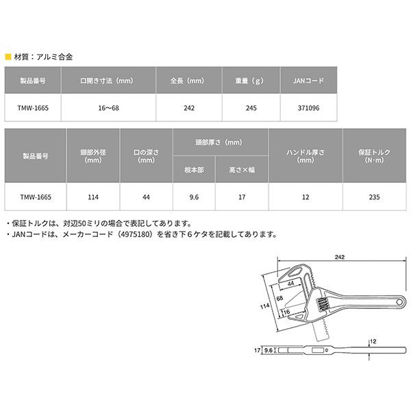 TOP トラップレンチ 口開16〜68mm TMW-1665 トップ工業 : エヒメマシン Yahoo!ショッピング店 - 通販 - Yahoo!ショッピング
