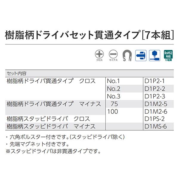 KTC TPMD-7P 樹脂柄ドライバー7本セット (D1P2-1, 2, 3,D1M2-5, 6, D1PS-2,D1MS-6) 京都機械工具 x エヒメマシンオリジナル : エヒメマシン ...