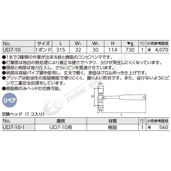 KTC コンビハンマ用交換ヘッド UD7-10-1 : エヒメマシン Yahoo!ショッピング店 - 通販 - Yahoo!ショッピング