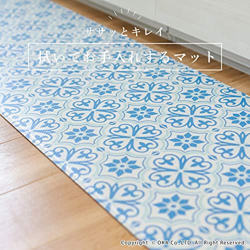 オカ(OKA)) 拭けるキッチンマット 約45cm×120cm ブルー(タイル)(拭くだけ PVC ビニール) : 栄光 - 通販 - Yahoo!ショッピング