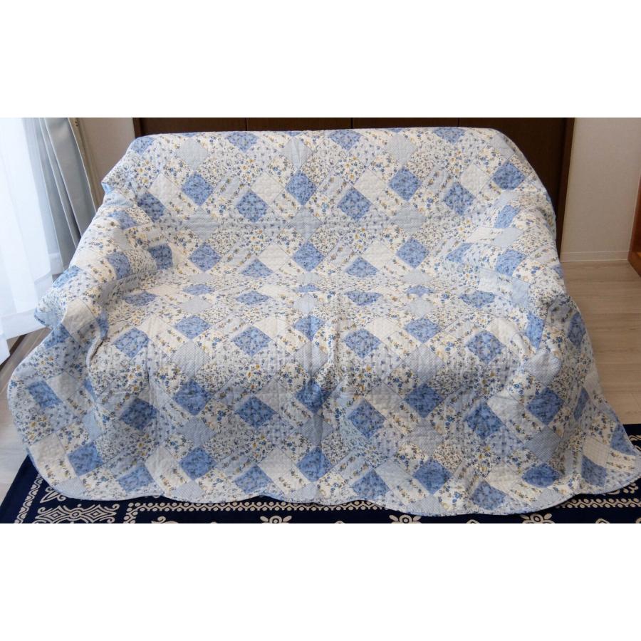 【綿入り】綿100％ 水洗いキルトマルチカバー S2010 花チェック BL 190x190 : eikouinterior - 通販 ...