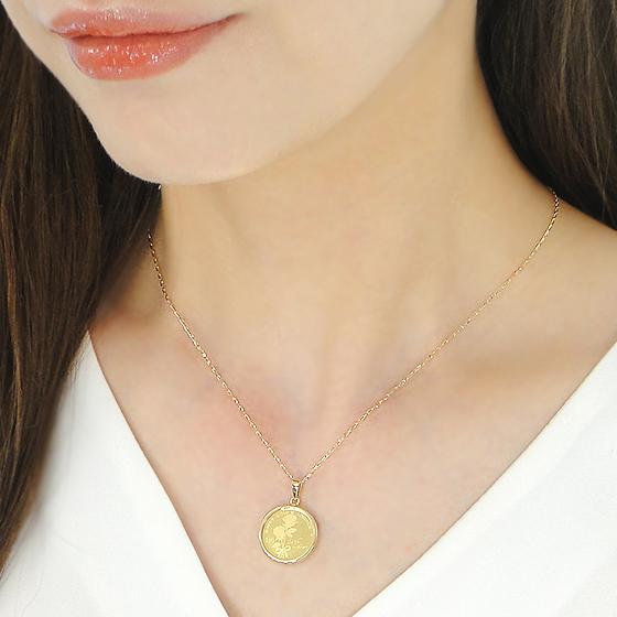 コインネックレス 24金 純金 ラヴィアンローズ エリザベス女王 バラ K24 K18 2023 コイン ネックレス 1/20oz 送料無料 18k 2023年 薔薇 EmN0159 ...