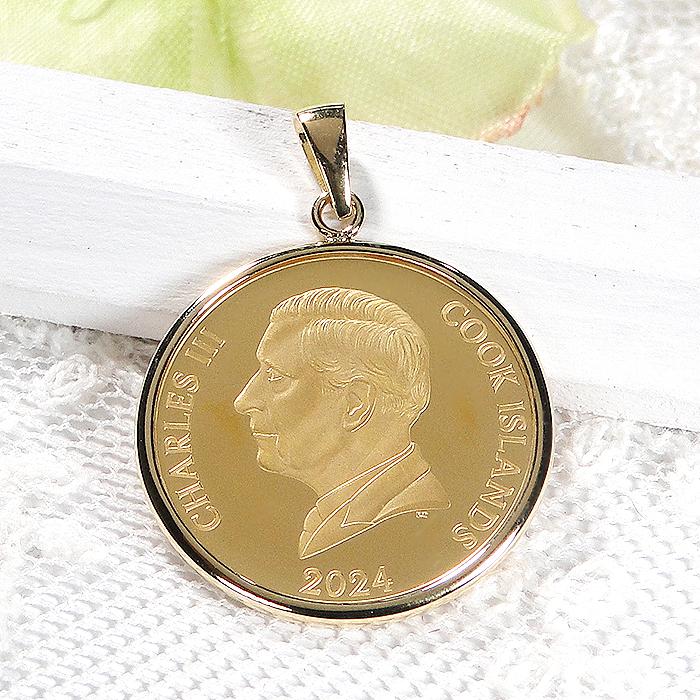 純金 K24 K18 2024 ドラゴン コイン ペンダントトップ 1/10oz ペンダント ネックレス 送料無料 18k ゴールド 記念 資産 辰 龍 チャールズ 国王 EmN0181 ...