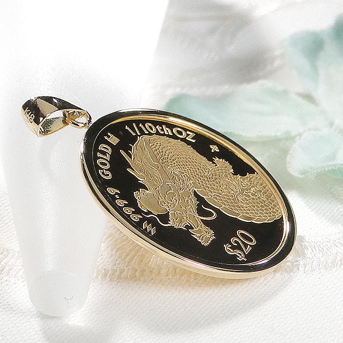 純金 K24 K18 2024 ドラゴン コイン ペンダントトップ 1/10oz ペンダント ネックレス 送料無料 18k ゴールド 記念 資産 辰 龍 チャールズ 国王 EmN0181 ...