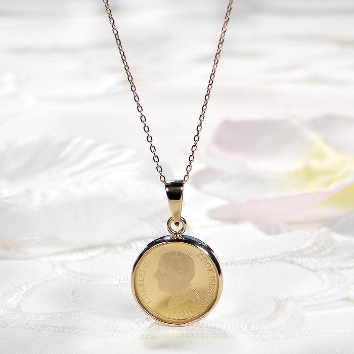 純金 K24 K18 2024 ラヴィアンローズ コインネックレス 1/30oz 送料無料 ペンダント 24金 18k ゴールド 記念 チャールズ国王 2024年 限定 バラ 金貨 ...