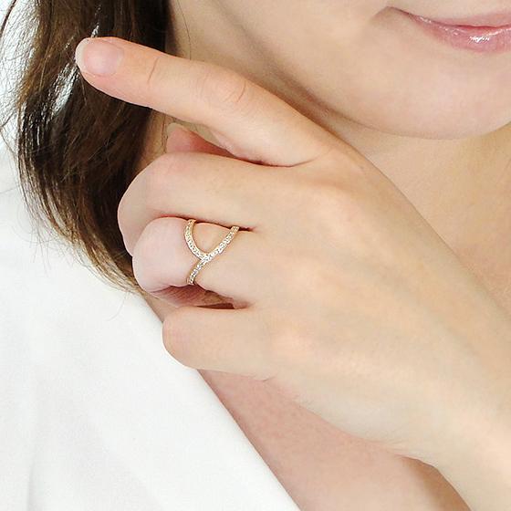 K10YG PG WG 0.31ct ダイヤモンド リング 送料無料 K10 10K V V字 大ぶり 指輪 シンプル ダイヤ 人気 可愛い おしゃれ ゴールド レディース EmR0137 ...