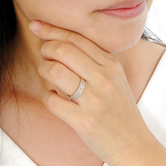 K10 YG PG 0.5ct ダイヤモンド 平打ち パヴェ リング 送料無料 10金 K10 10K ゴールド 人気 上品 指輪 0.5カラット レディース pave オシャレ 可愛い ...