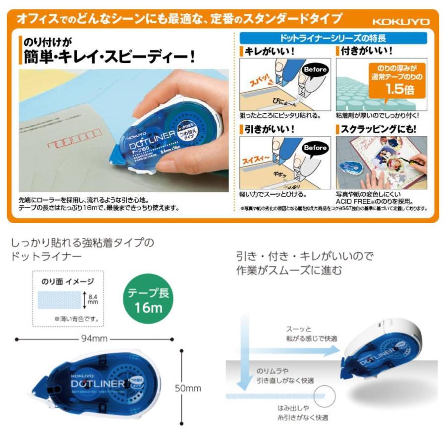 ドットライナー本体＋詰め替えテープのり 3本 コクヨ ドットライナー レギュラータイプ 強力テープのり タ-DM400-08N タ-D400-08N : アインバース - 通販 - Yahoo ...