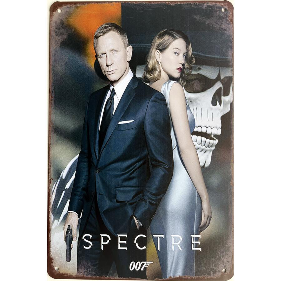 『007 スペクター』 Spectre 映画ポスター アメリカ雑貨 レトロ調 メタルサイン ブリキ看板 インテリア 20x30cm ...