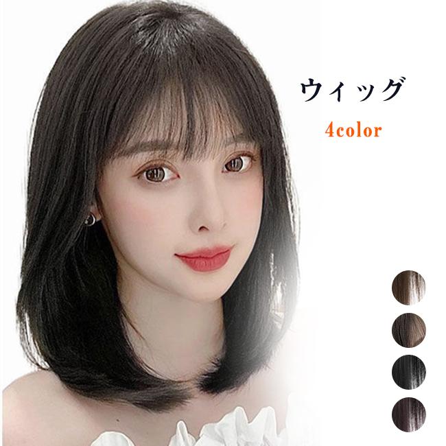 ウィッグ 部分ウィッグ ピンなし ミディアム レディース 女性 前髪あり ストレート かつら グラデーション バング 自然 普段使い 小顔 ...