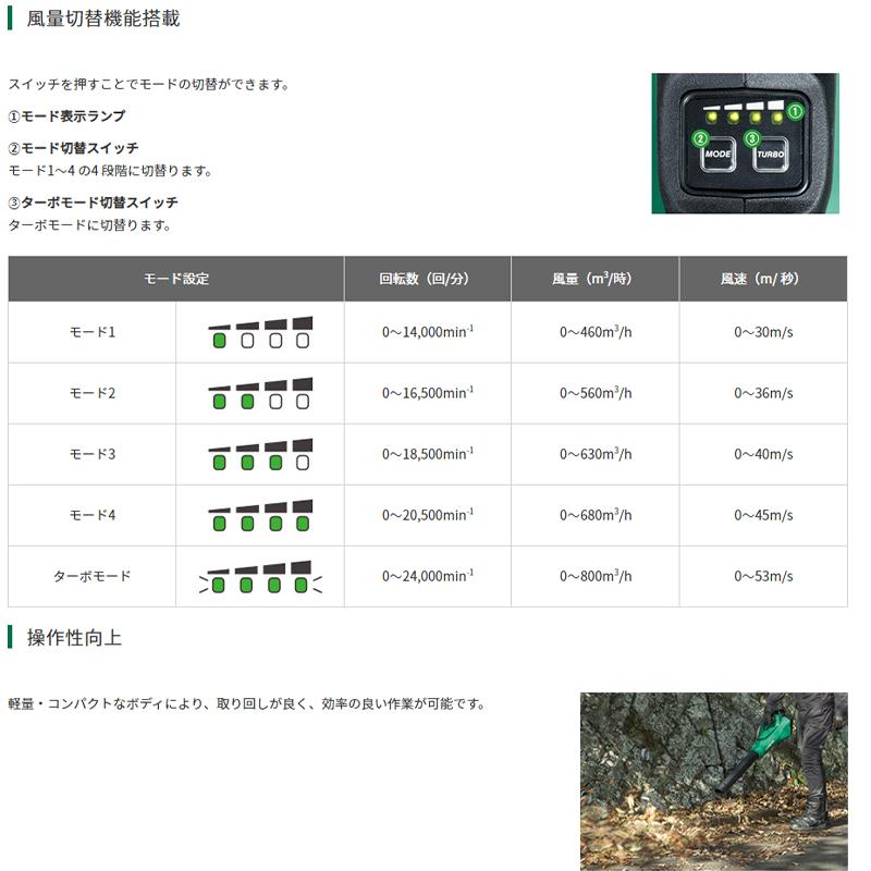 HiKOKI ハイコーキ ブロワ 36V 充電式 蓄電池1個付 充電器付 RB36DA(XPZ) 4966376415106【GS ...