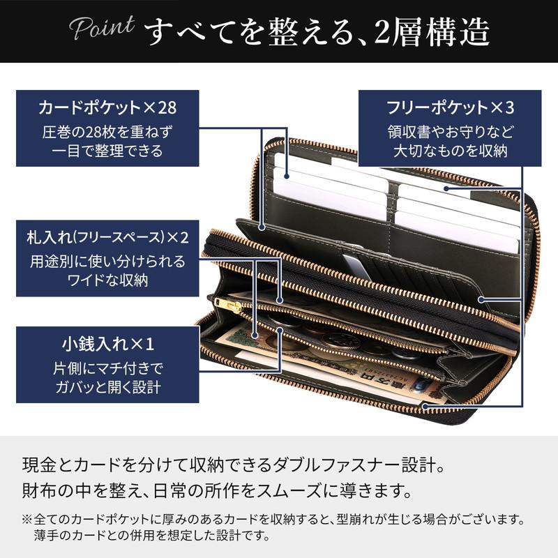 GAZIL 長財布 メンズ 本革 ダブルファスナー カードが沢山入る 大容量 スキミング防止 サフィアーノ 型押し 革 レザー ブランド ガ ...