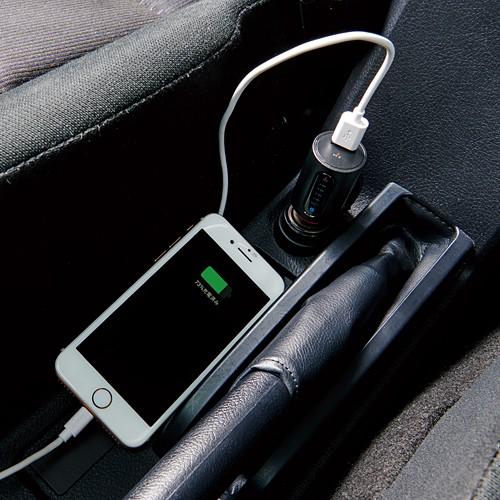 ELECOM エレコム Bluetooth FM トランスミッター 2.4A ブルートゥース USBポート 付 おまかせ充電 4チャンネル 車で音楽 ブラック ブラック┃LAT ...