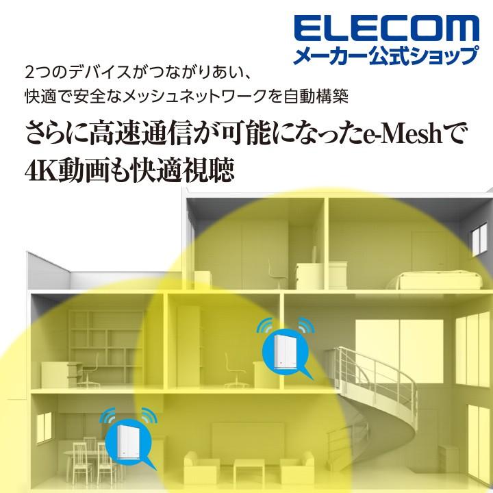 ELECOM エレコム 無線LAN ルーター Wi-Fi 5 1733+800Mbps e-Mesh スターターキット ワイファイ プラスチック(ホワイト)┃WMC-2HC-W : エレコム ...