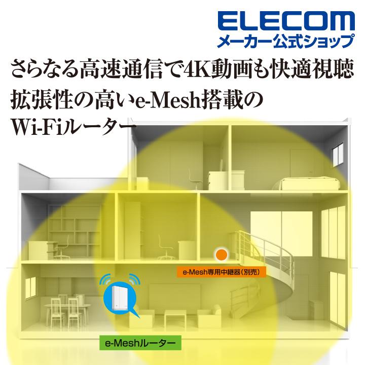 ELECOM エレコム 無線LAN ルーター Wi-Fi 5 1733+800Mbps e-Mesh ワイファイ 無線ルーター プラスチック(ホワイト)┃WMC-C2533GST-W ...