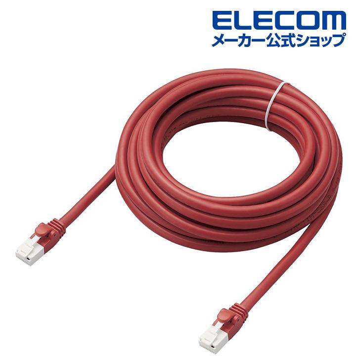 ELECOM エレコム Cat6A対応 LANケーブル PoE対応 ランケーブル インターネットケーブル ケーブル EU RoHS指令準拠 爪折れ防止 ヨリ線 レッド 5m LD-GPAT ...