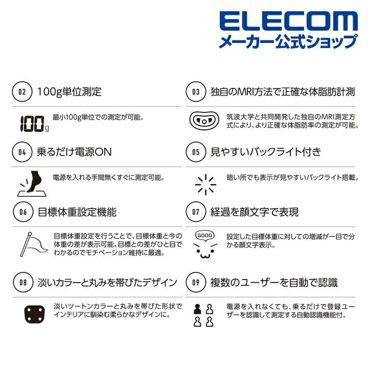 ELECOM エレコム エクリア体組成計 ECLEAR 体組成計 HCS-FS03シリーズ 体重 BMI 体脂肪率 基礎代謝 4項目 測定可能 100グラム単位で測定 グリーン┃HCS ...