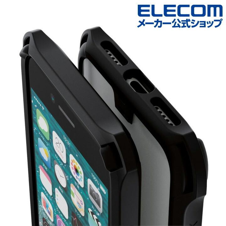 ELECOM エレコム iPhone SE 第3世代 / 第2世代 ハイブリッドケース ZEROSHOCK フレームカラー 4.7インチ カバー ゼロショック 背面クリア ブラック┃PM ...