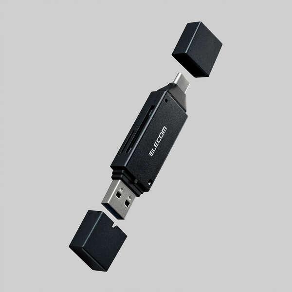 ELECOM エレコム メモリーカードリーダー USB Type-C ＆USB-A 両対応タイプ メモリカード リーダー 直挿しタイプ SD+microSD 5Gbps ブラック┃MR3C ...