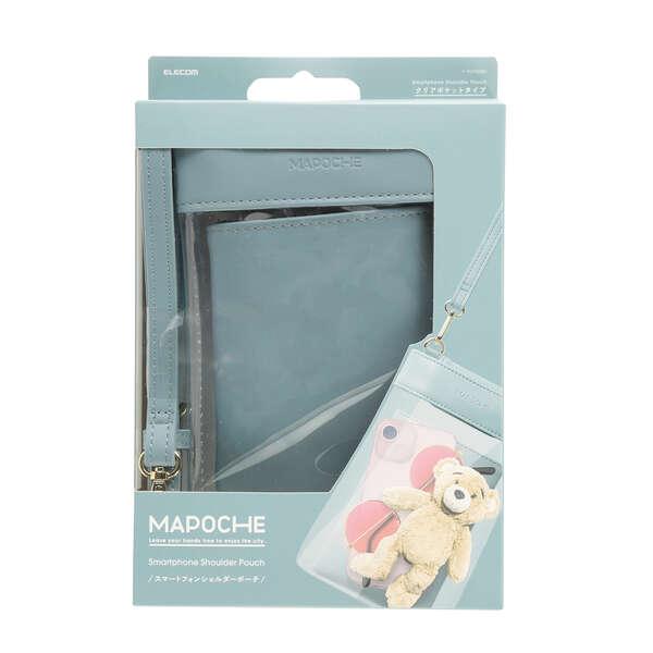 ELECOM エレコム スマートフォン用 ショルダーポーチ MAPOCHE スマホ汎用 クリアポケットタイプ ダスティブルー┃P-MAP06BU : エレコムダイレクトショップ - 通販 ...