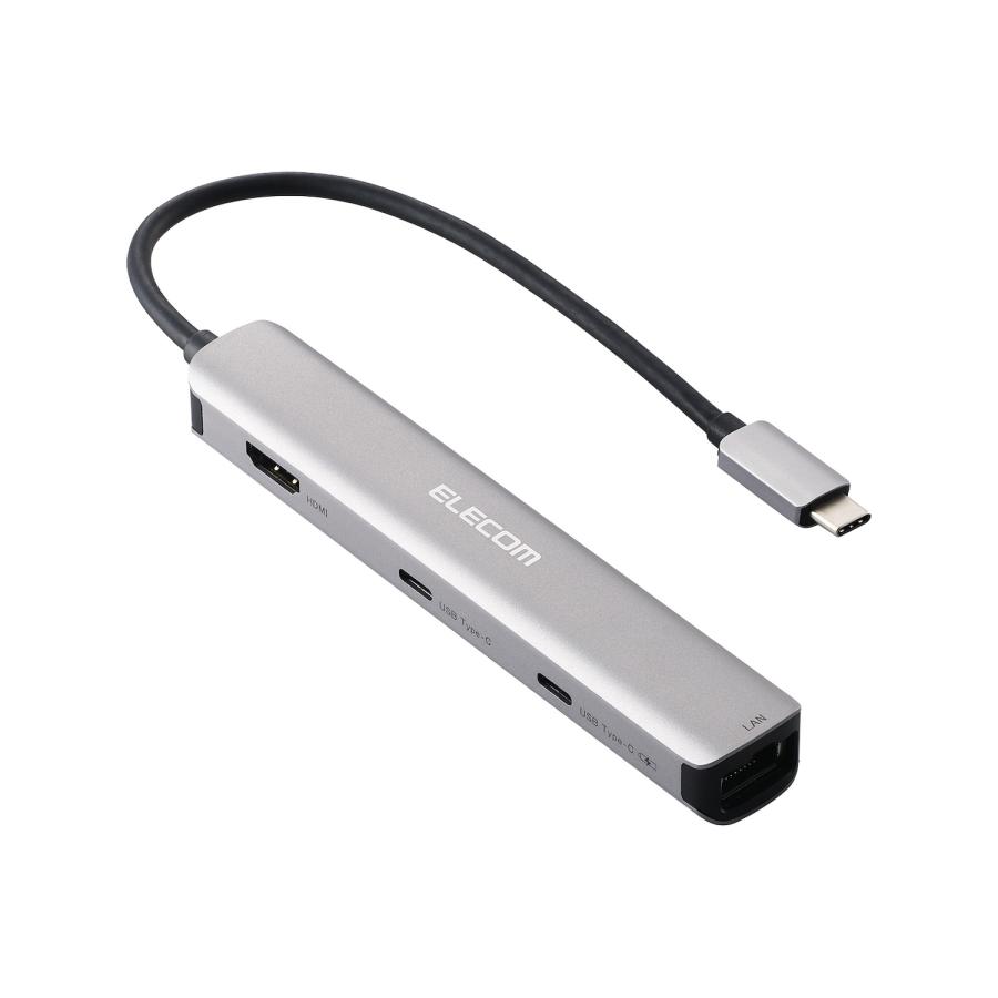 ELECOM エレコム ドッキングステーション 6in1 スリムタイプ Type-C USB-A HDMI LAN USB Power Delivery対応 グレー DST-W09 ...