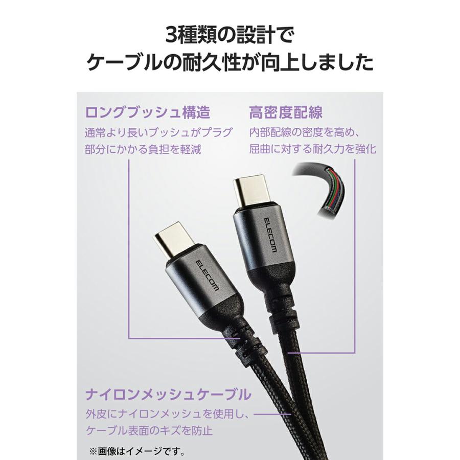 ELECOM（エレコム） USB Type-C - USB Type-Cケーブル USB2.0 ナイロン USB Power Delivery対応 100W 1.0m ブラック MPA ...