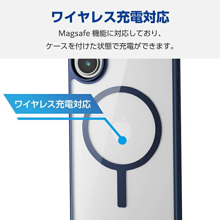 ELECOM（エレコム） iPhone16 用 ハイブリッドケース フレームカラー MAGKEEP 2眼 6.1 スマホ ハイブリッド ケース カバー ネイビー ELECOM PM ...