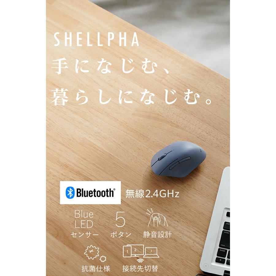 ELECOM（エレコム） USB 無線 Bluetoothマウス SHELLPHA 5ボタン Mサイズ ブルートゥース ワイヤレス 抗菌仕様 静音設計 ネイビー M-SH20MBSKNV ...