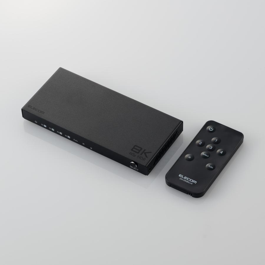 ELECOM エレコム HDMI切替器 8K対応 4in1 専用リモコン付 8K60Hz対応 3入力 HDMI)+1入力 Type-C)+1出力 HDMI) メタル筐体 ブラック DH ...