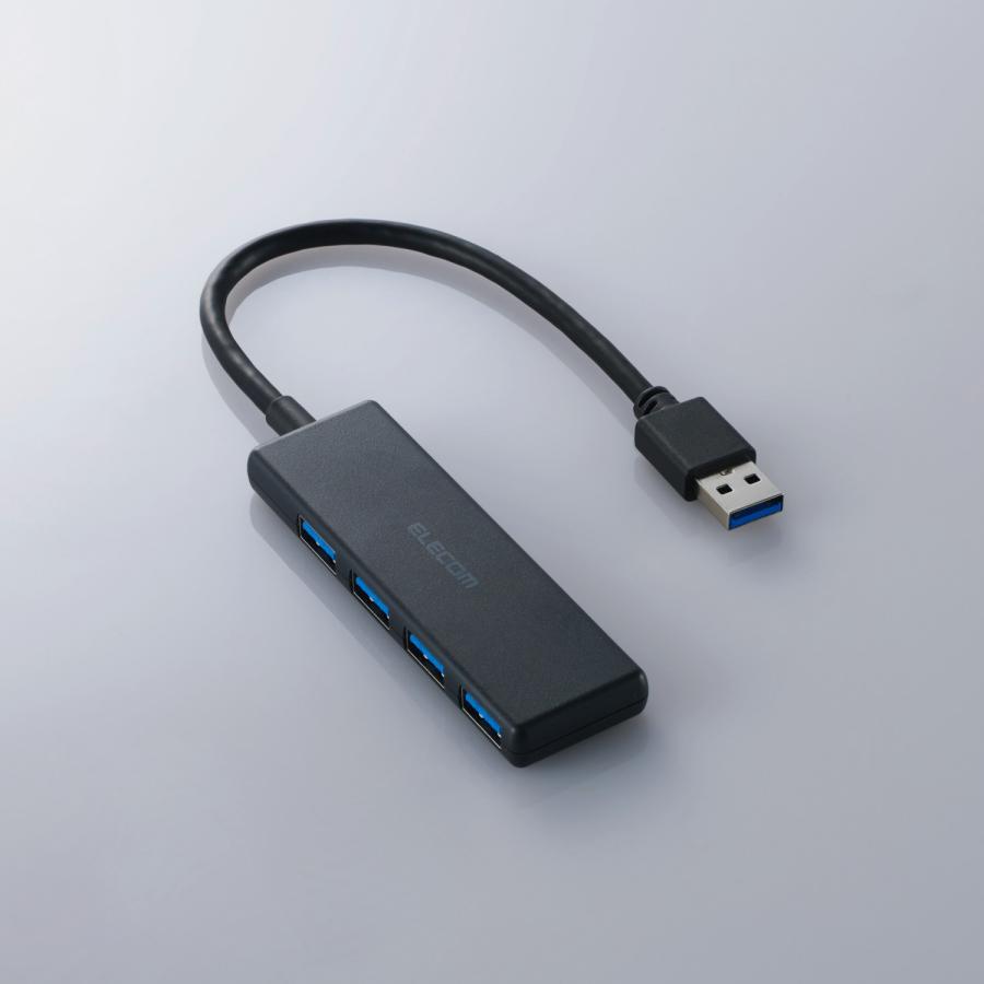 ELECOM エレコム USBハブ USB-A 4ポートUSB 5Gbps ハブ USB5Gbps バスパワー 4ポート 15cm ブラック U3H-H042BK/E : エレコムダイレクト ...