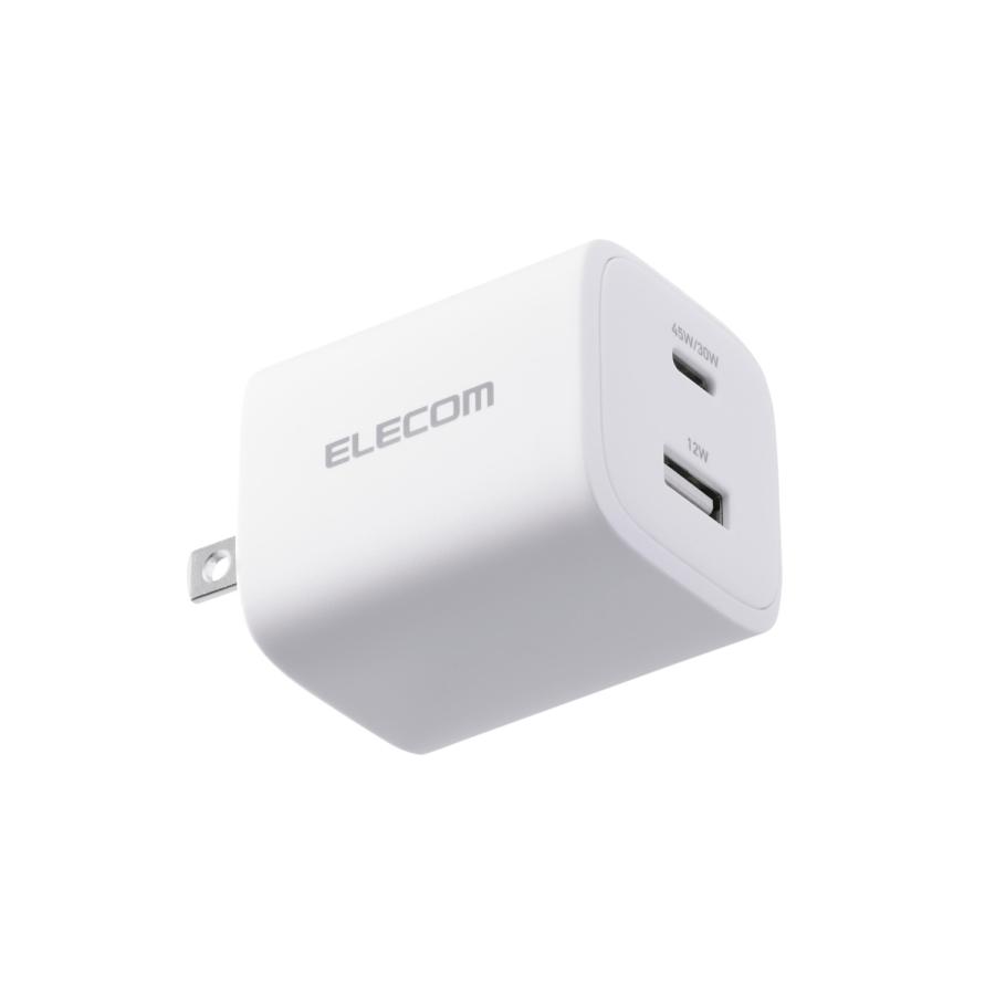 ELECOM エレコム スマホ・タブレット用 AC充電器 USB Power Delivery 45W Type-C×1 USB-A×1 パワーデリバリー スイングプラグ 充電器 ホワイト ...