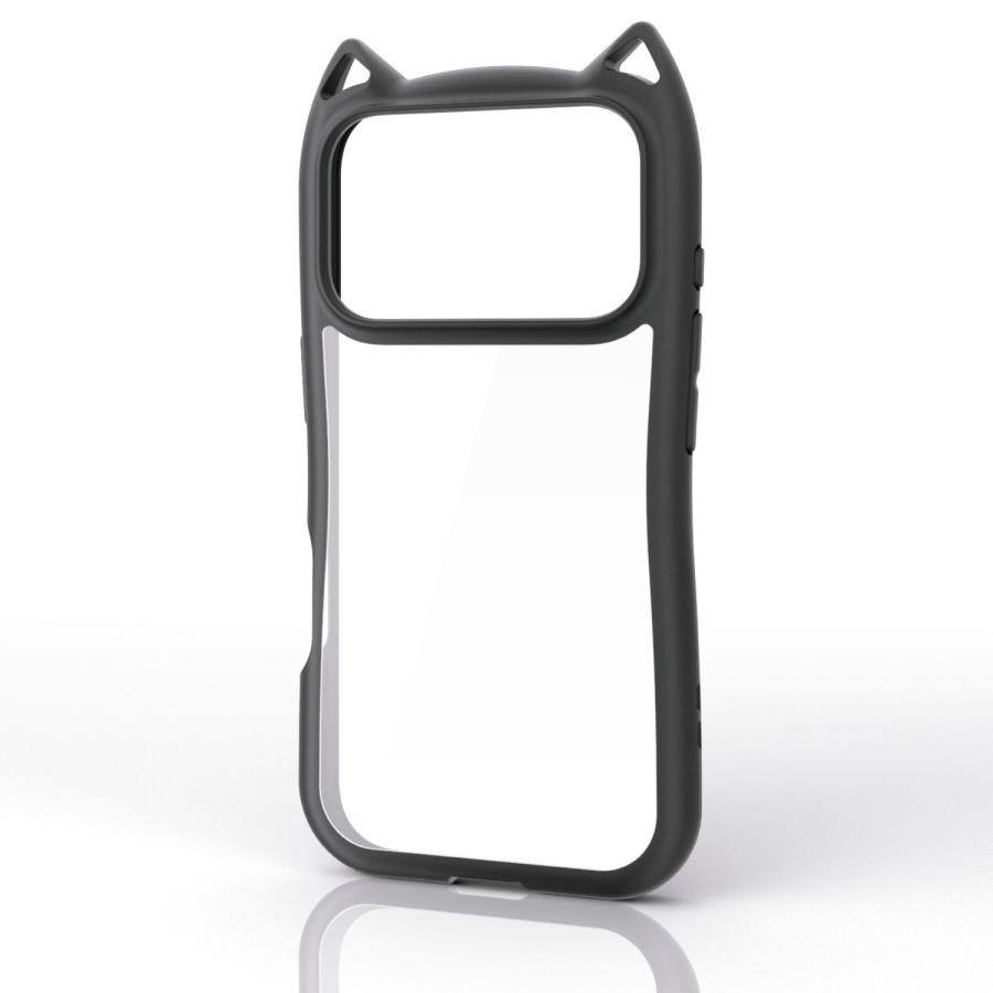 ELECOM エレコム iPhone 17 Pro 用 ハイブリッドケース フレームカラー Cat メタルステッカー付 ハイブリッド ケース カバー ナイトキャット PM ...