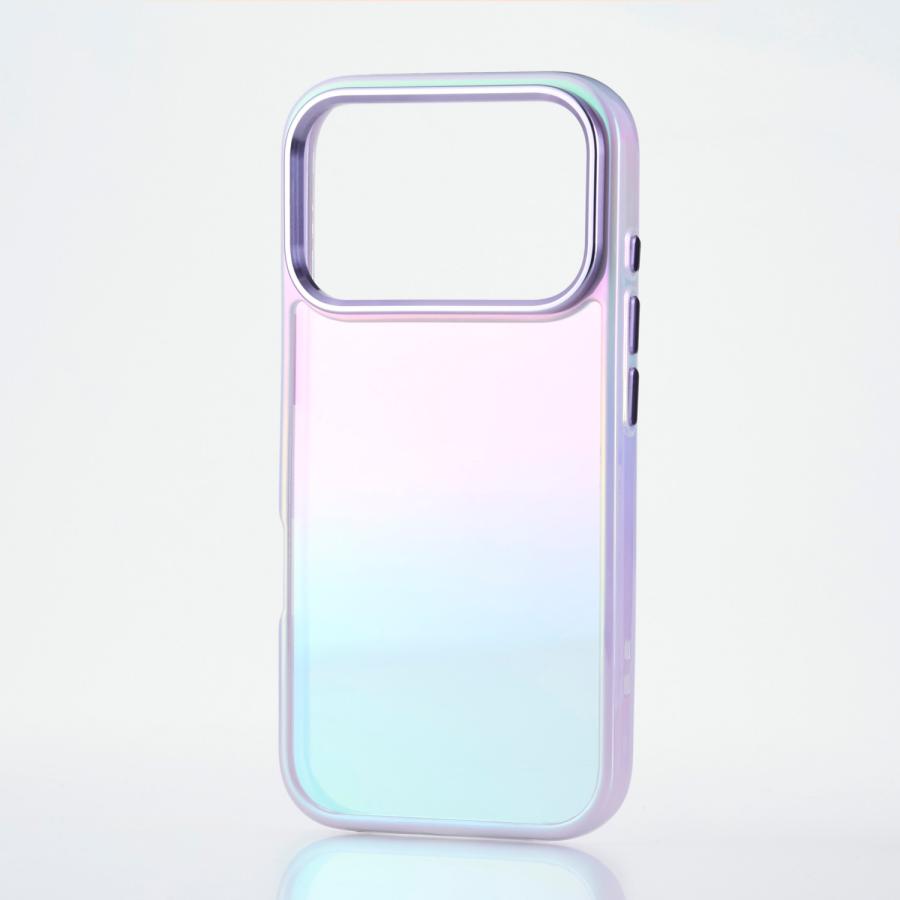 ELECOM エレコム iPhone 17 Pro 用 ハイブリッドケース オーロラカラー メタルステッカー付 iPhone17 ケース カバー ラベンダー PM-A25CHVCAPU ...