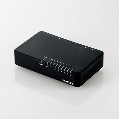 ELECOM エレコム スイッチングハブ 100BASE-TX対応 ACアダプター電源 磁石付き 8ポート プラスチック(ブラック)┃EHC-F08PA-JB : エレコムダイレクトショップ ...