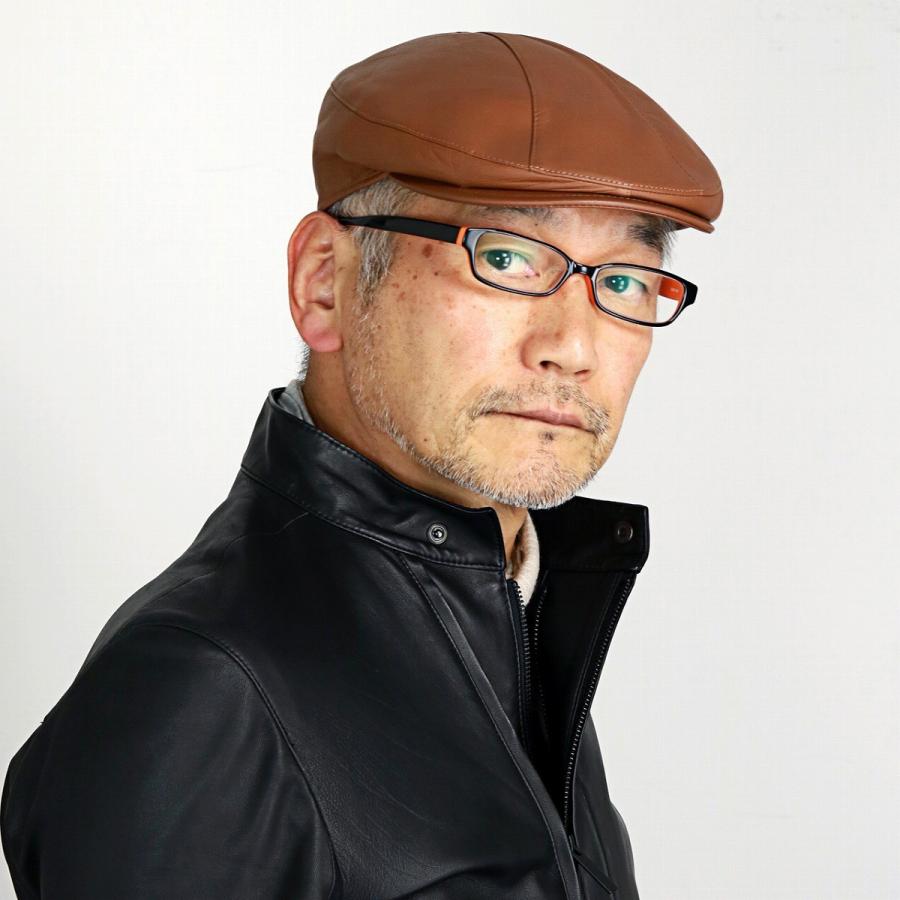 FRAMAR 羊革 レザー ハンチング 帽子 メンズ レディース 羊皮 天然皮革