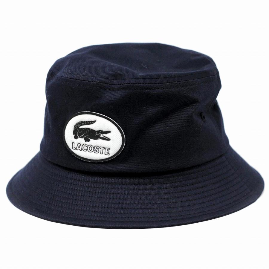 ラコステ メンズ ハット レディース バケットハット LACOSTE バケットハット コットン100% 春 夏 モノトーンワッペン 紺 ネイビー 父の日 :l1136-013:ELEHELM ...