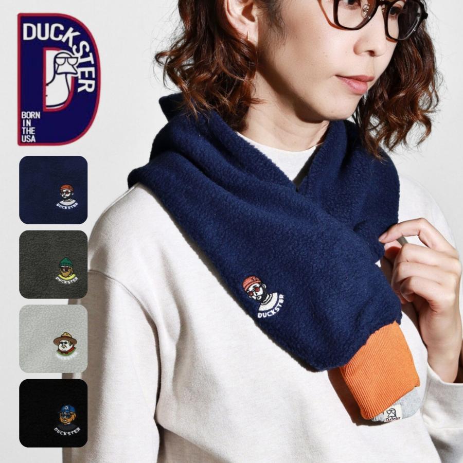 Duckster（ダックスター） マフラー ボア 秋冬 男女兼用 カジュアル スウェットスリーブマフラー 刺繍 ワンポイント メンズ ...