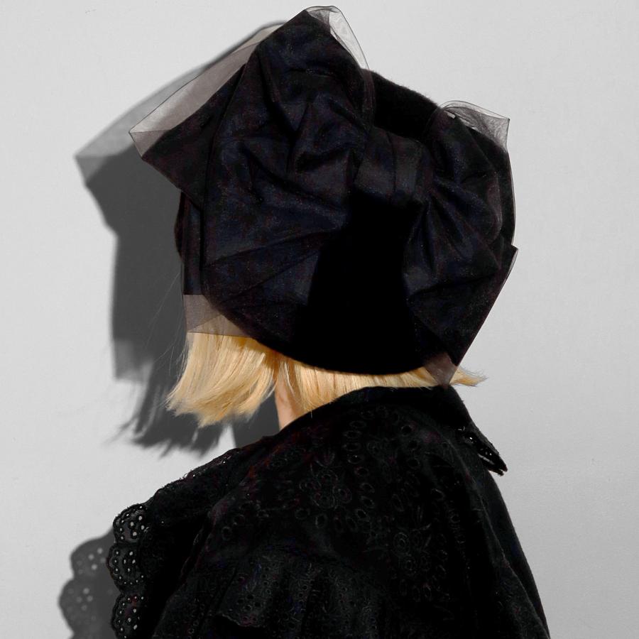 Barairo no Boushi ベレー帽 リボン 帽子 レディース 秋冬 ベレー バラ色の帽子 かわいい ウールベレー グランリボンベレー boushi チュール リボン飾り ...