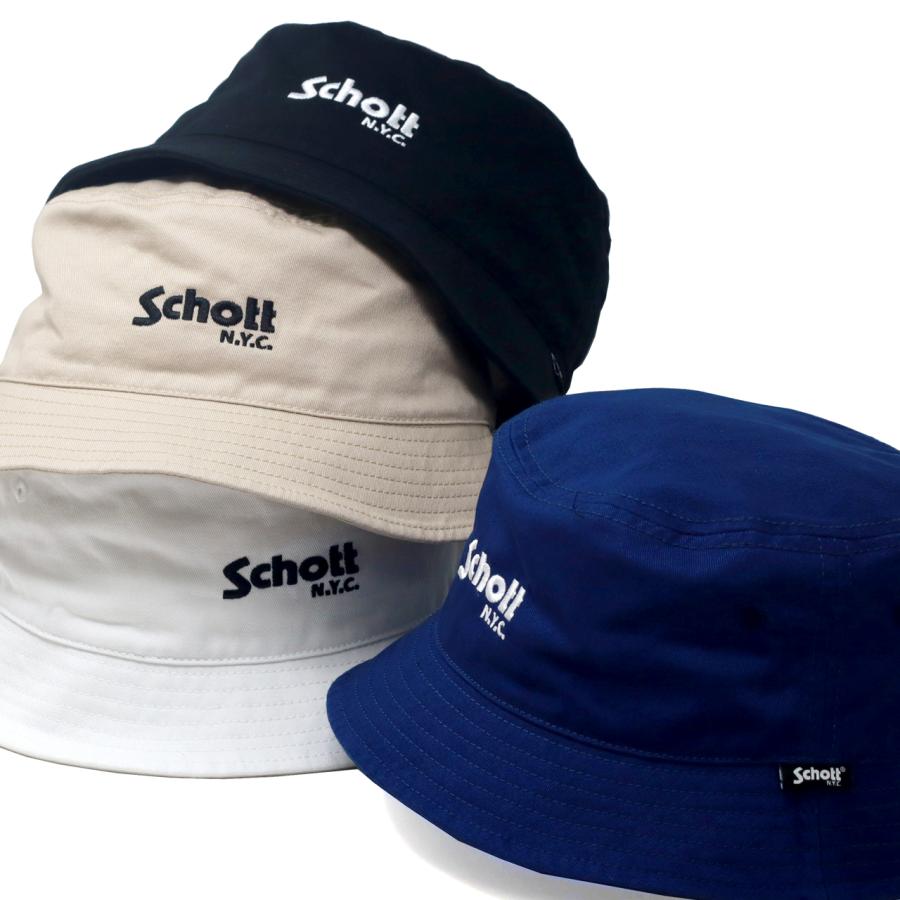 Schott N.Y.C. ショット バケットハット ブランド Schott メンズ レディース 帽子 ハット ツイルハット ロゴ 綿100% ...